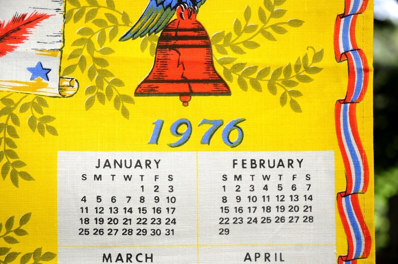 VTG 1976 / Declaration of Independence, Liberty Bell / Calendar Tea ...