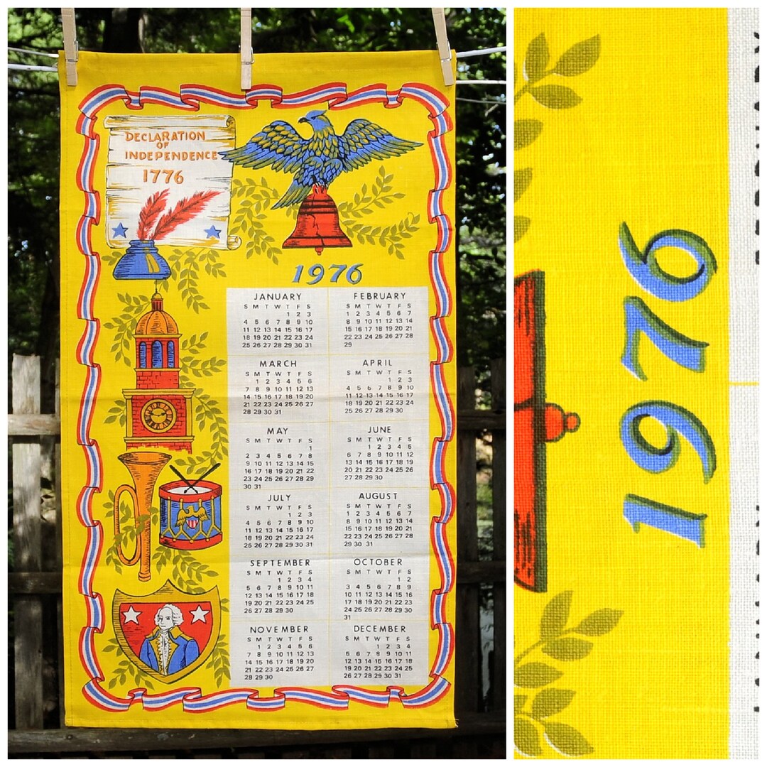 VTG 1976 / Declaration of Independence, Liberty Bell / Calendar Tea ...