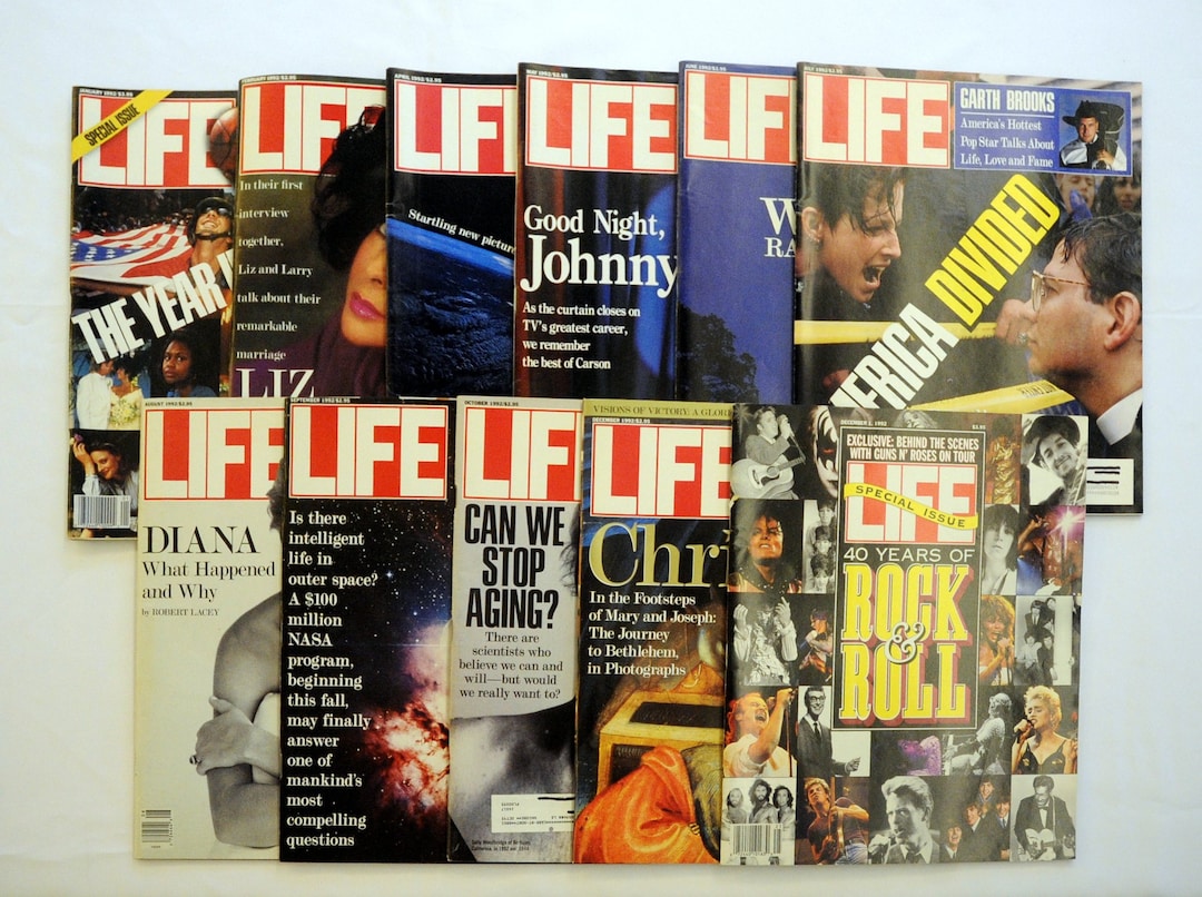 Vintage 1992 LIFE Magazines You CHOOSE Jan-dec Liz Taylor Johnny Carson ...