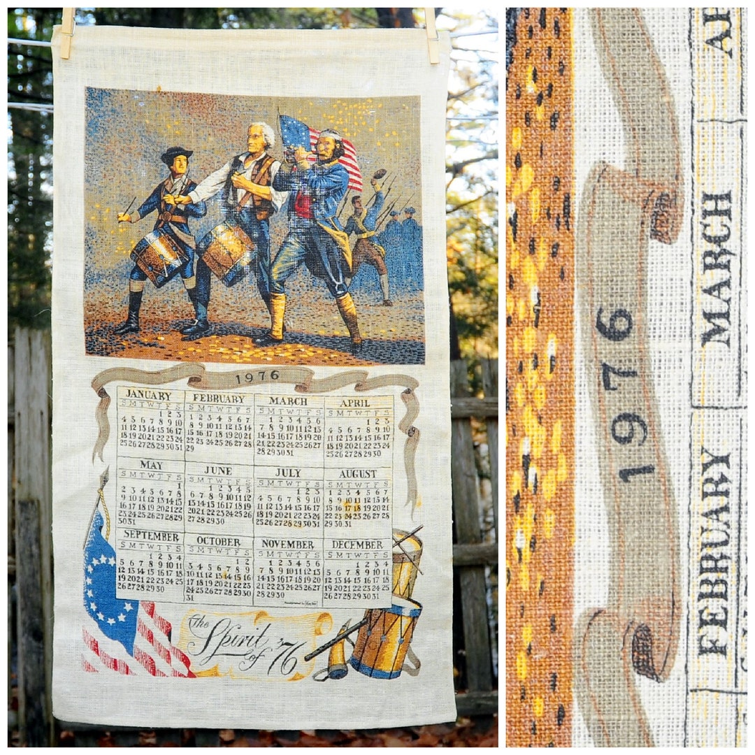 VTG 1976 / 'spirit of '76' Calendar Towel / Soldiers Marching Into ...