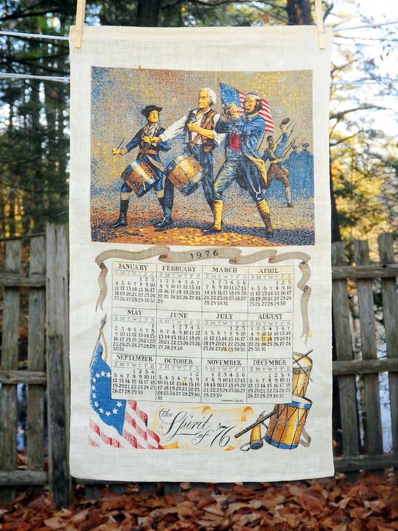 VTG 1976 / 'spirit of '76' Calendar Towel / Soldiers Marching Into ...