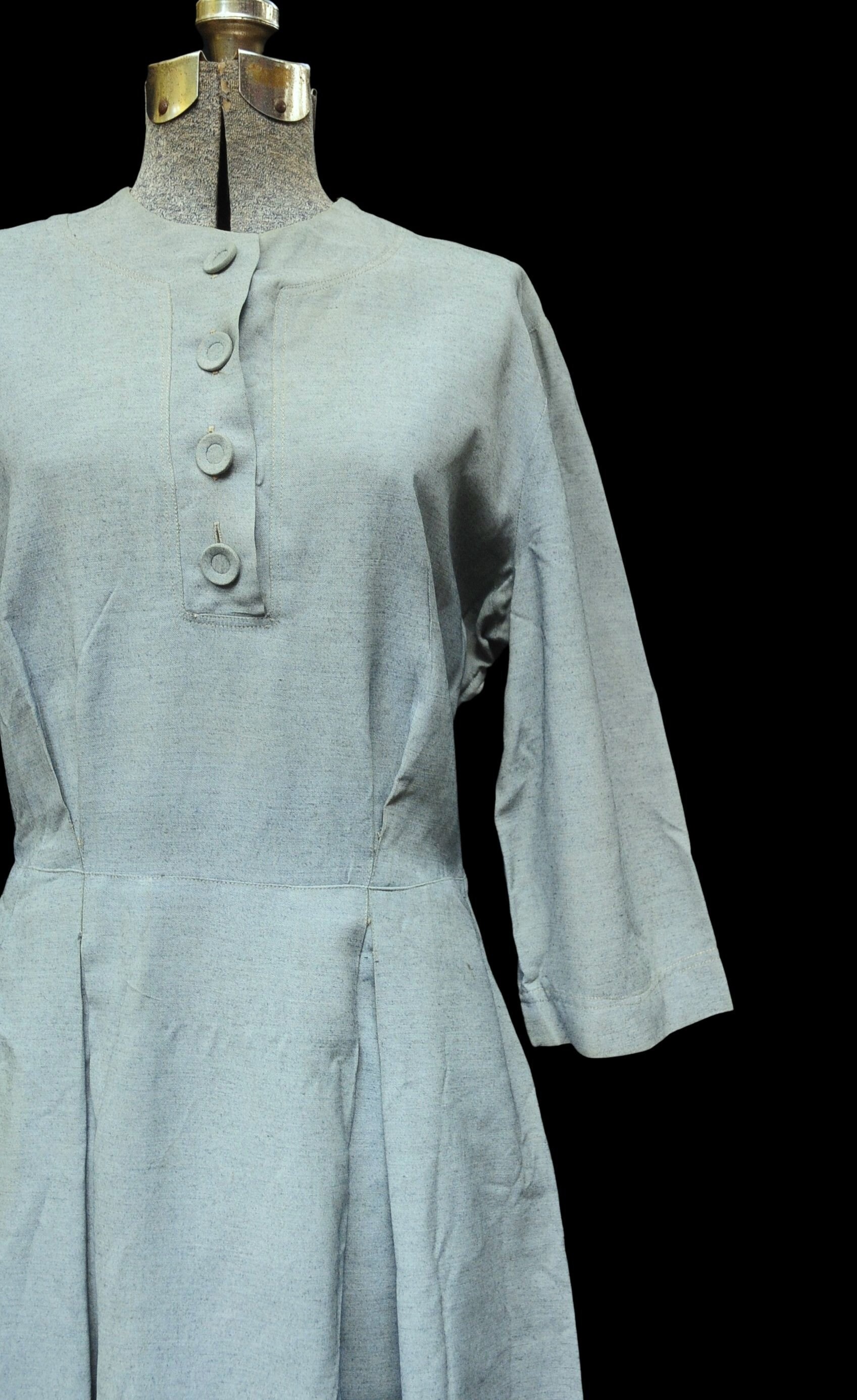 Vintage 50's / Carol Brent / Green Silk Poplin Day Dress / Fit Flare ...