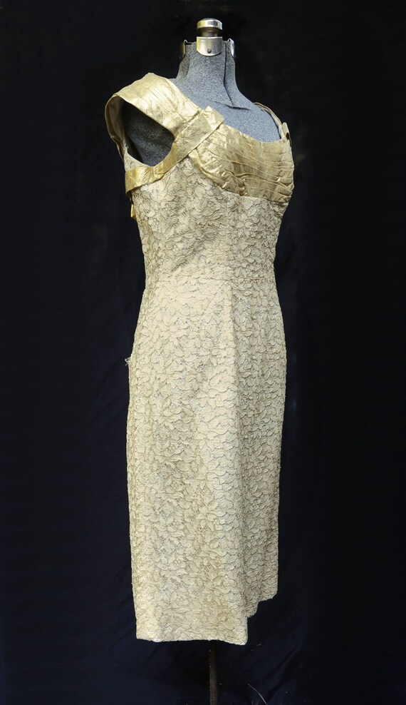 Vintage 50's / Miss Cane New York / Gold Lace & Lame … - Gem