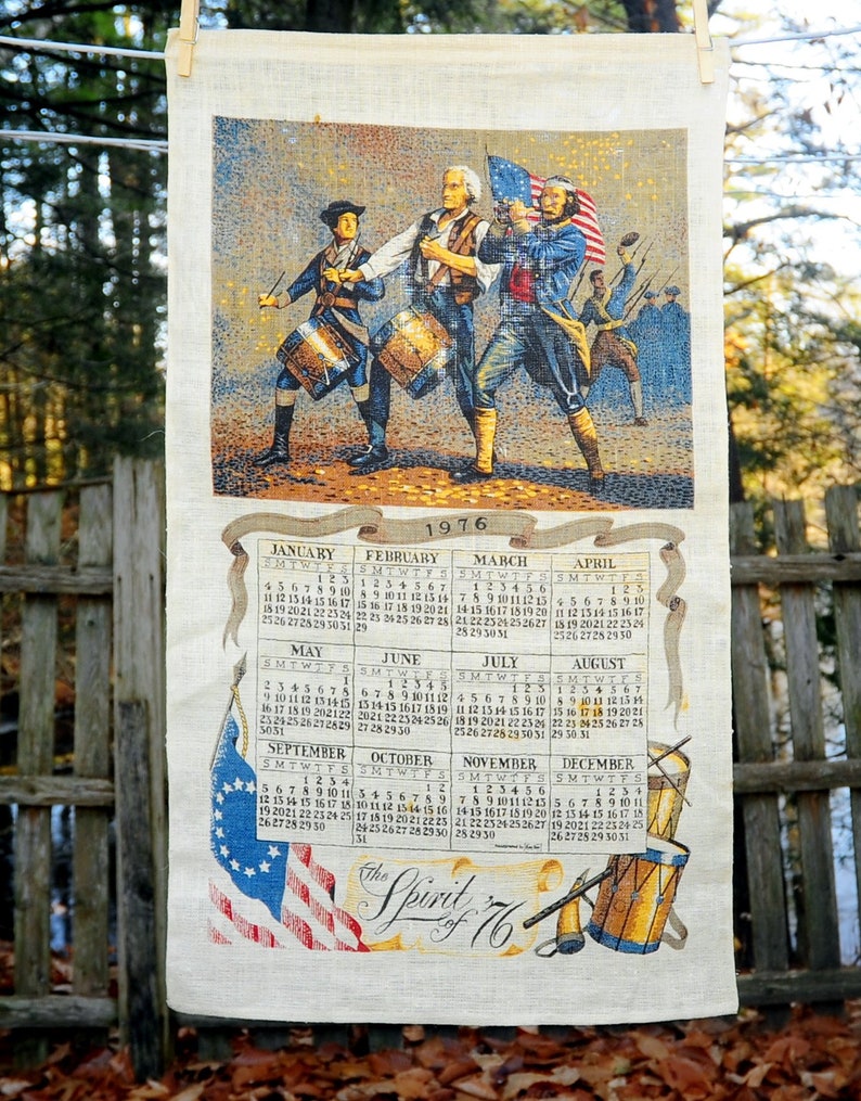 VTG 1976 / 'spirit of '76' Calendar Towel / Soldiers Marching Into ...