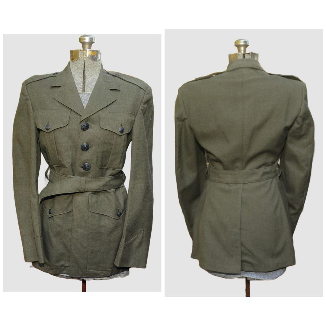 VTG 1960s / USMC Wool Serge Dress Uniform Jacket / Olive Green / 35S ...