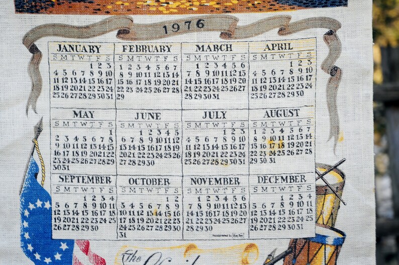 VTG 1976 / 'spirit of '76' Calendar Towel / Soldiers Marching Into ...
