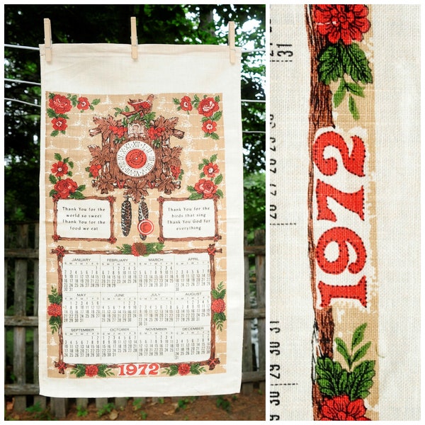 1972 Calendar - Etsy
