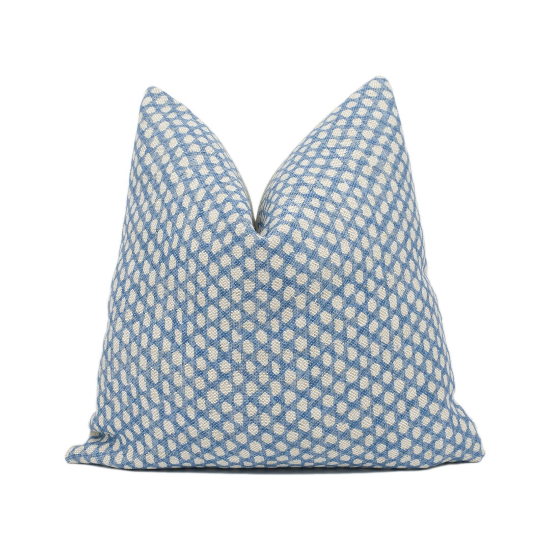 Fermoie Wicker Linen Blue 103 Hand Drawn Geometric Lattice Motif ...