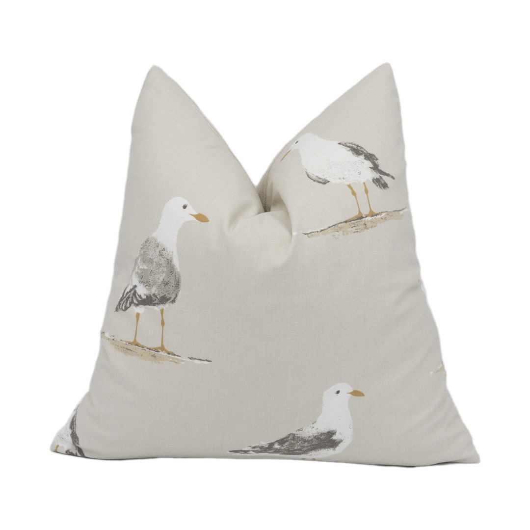 Sanderson - Shore Birds - Driftwood - Whimsical Seaside Seagull Cushion ...