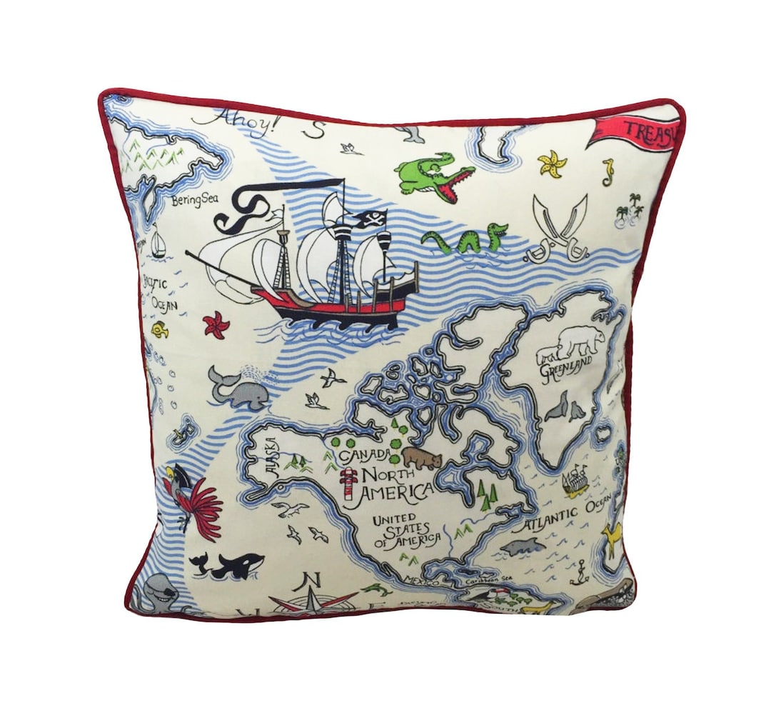 Sanderson - Treasure Map - Vanilla - Children's Cushion Cover Throw ...
