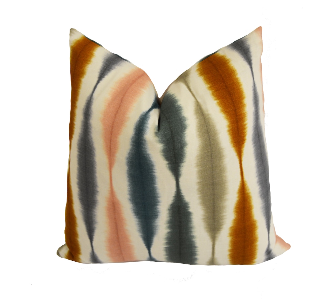 Scion Usuko Olive / Ginger / Teal Japanese and Ikat Inspired Cushion ...