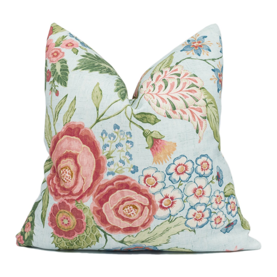 Colefax and Fowler - Emmeline - Aqua - Lively Classic Floral Cushion ...