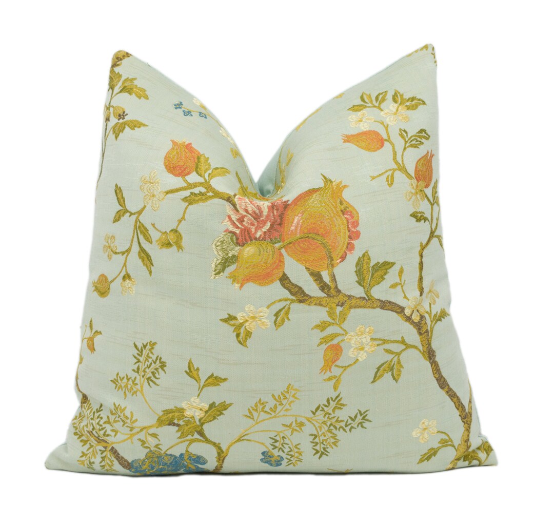 Scalamandre - Melograno - Multi on Sky Blue - Romantic Whimsical Indian ...