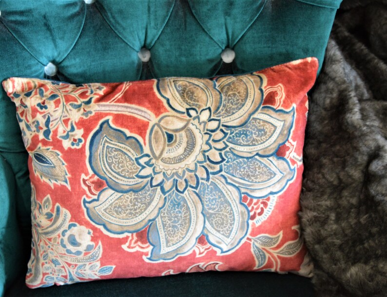Sanderson Shalimar Ruby / Teal Designer Cushion Cover - Etsy UK