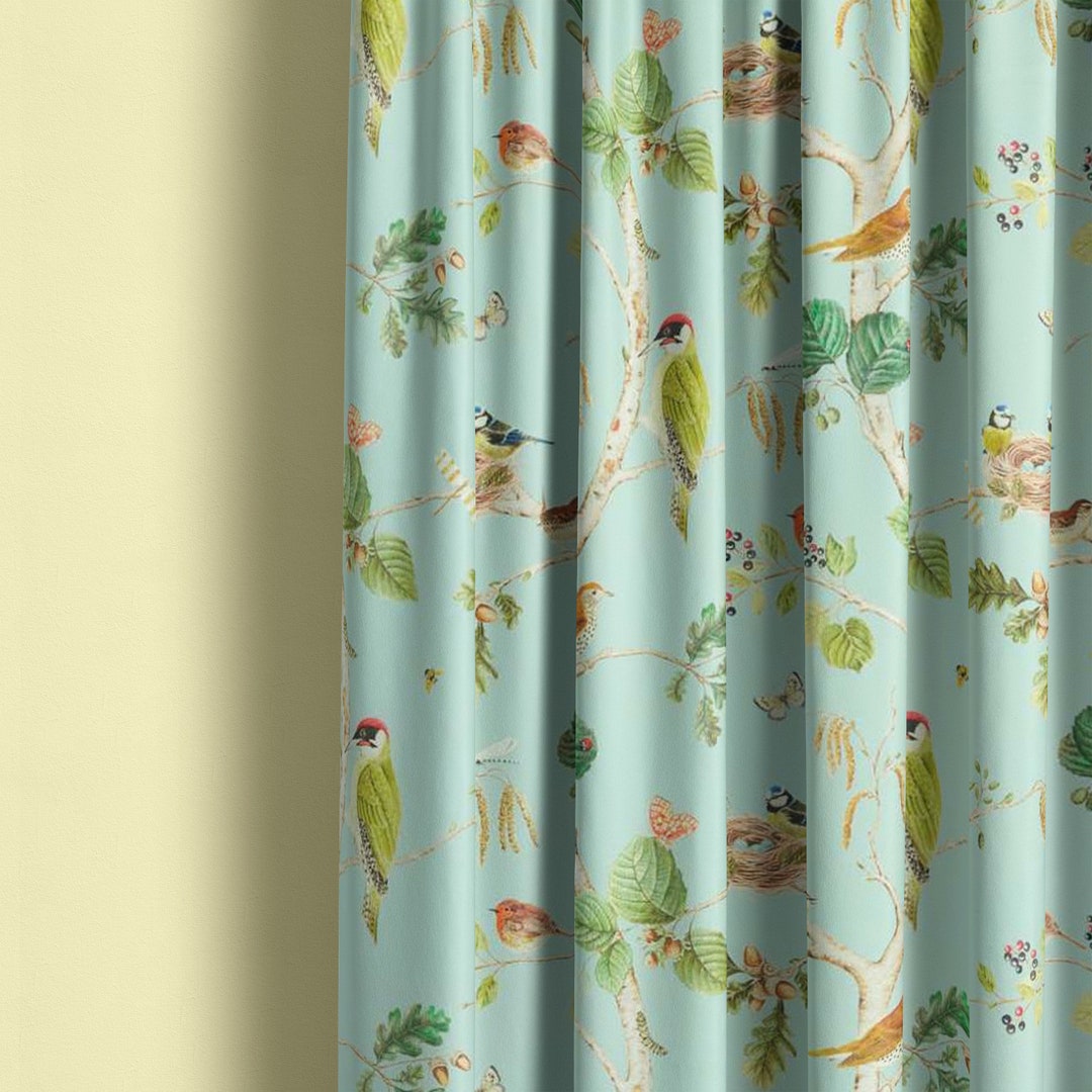 Sanderson - Woodland Chorus - Sky Blue / Multi - Curtains Made to ...