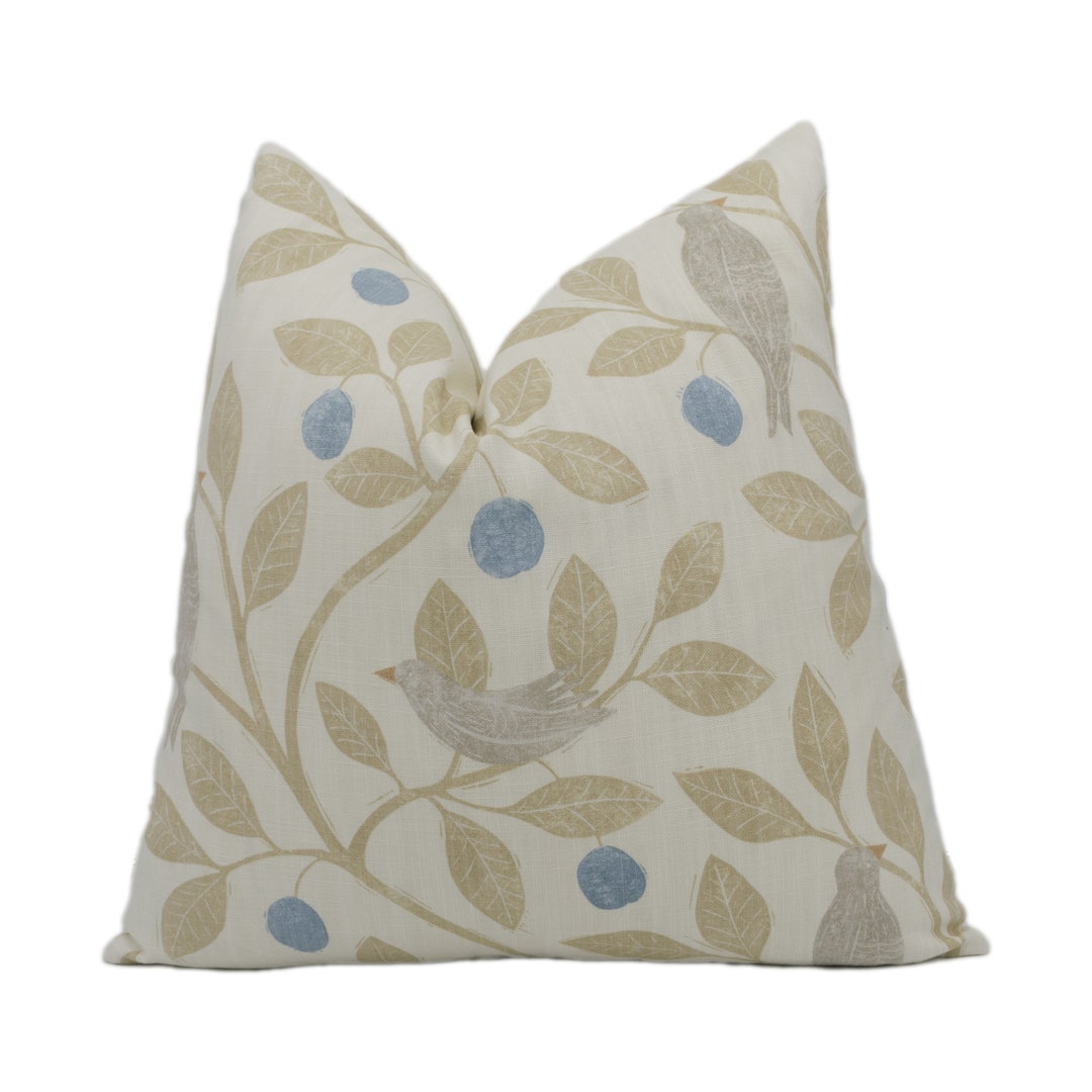 Sanderson - Damson Tree - Denim / Barley - Cushion Cover Throw Pillow ...