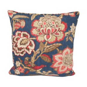 Sanderson - Indra Flower - Indigo / Cherry - Self Piped Ikat Inspired ...