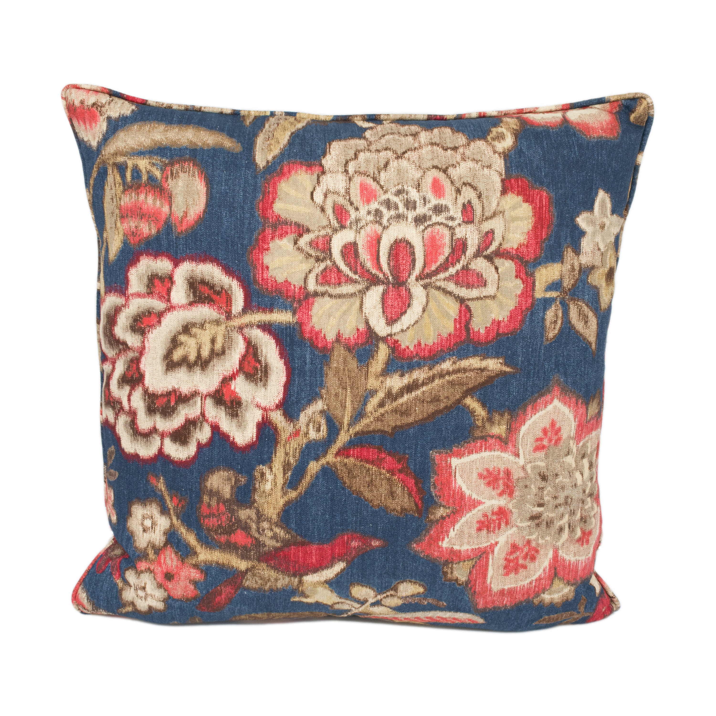 Sanderson - Indra Flower - Indigo / Cherry - Self Piped Ikat Inspired ...