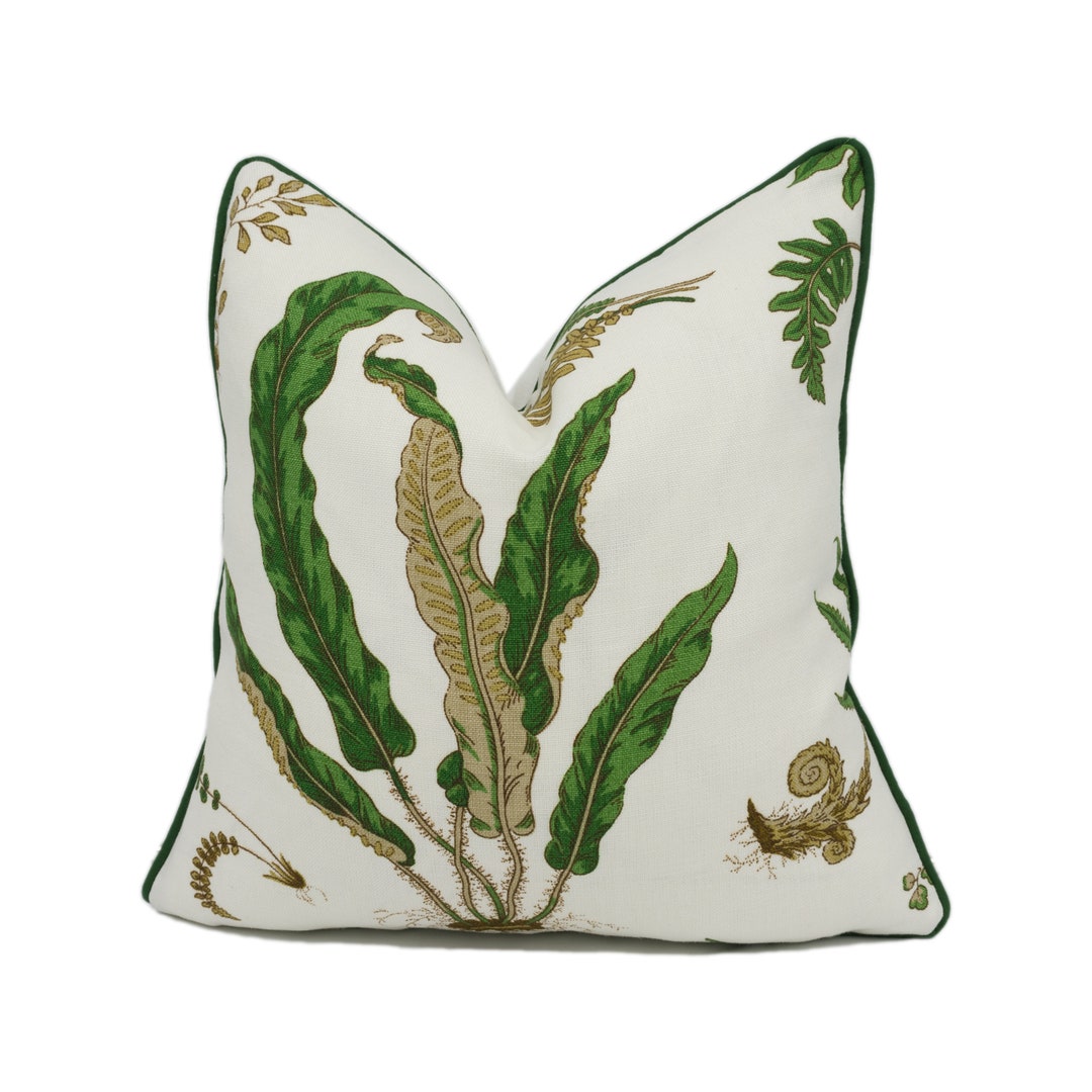 GP & J Baker - Ferns - Stone / Green - Stunning Contrast Piped ...