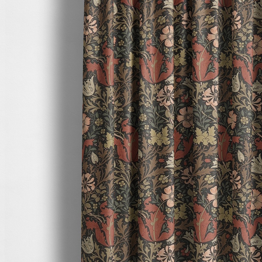 William Morris Compton Terracotta Multi Curtains Made to Measure Drapes ...