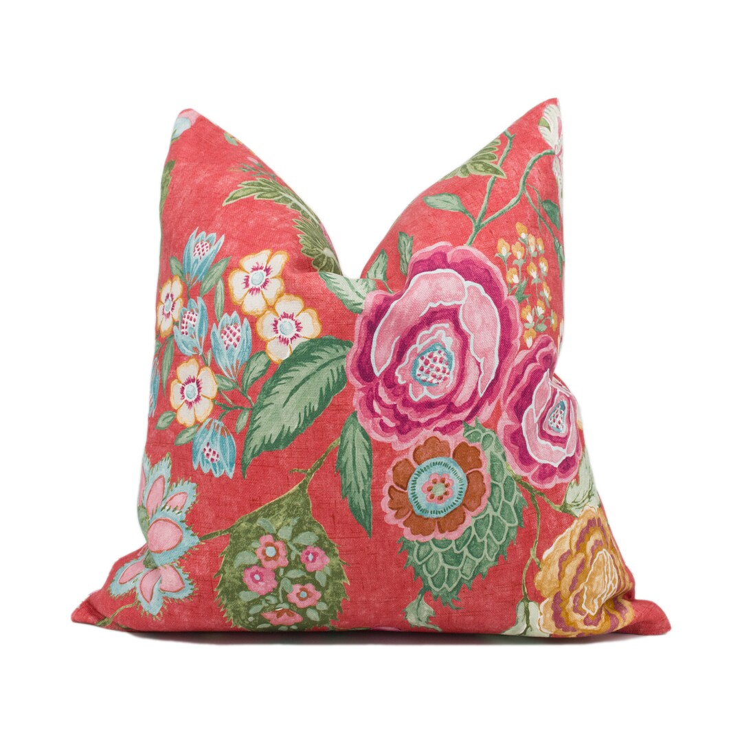 Colefax and Fowler - Emmeline - Red - Lively Classic Floral Cushion ...