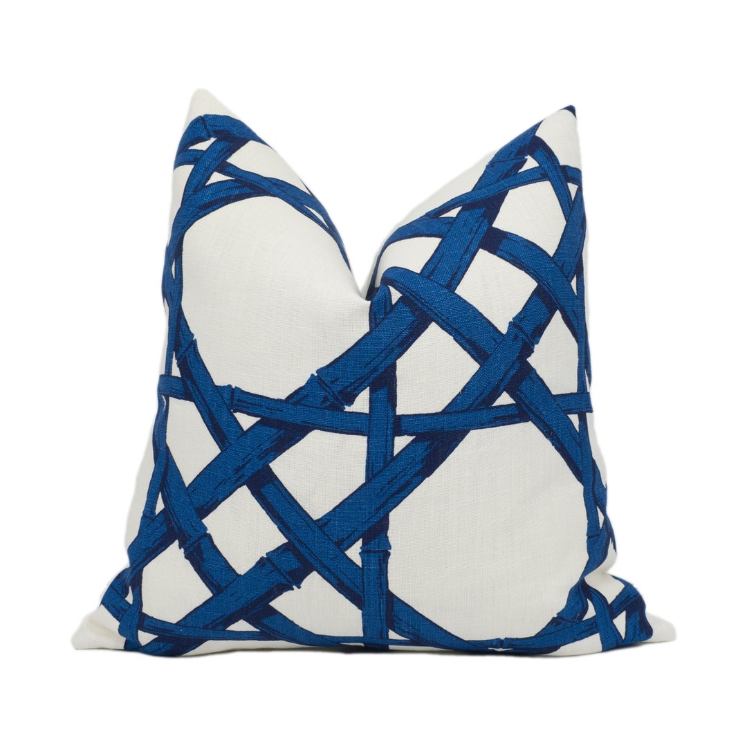 Thibaut - Cyrus Cane - Navy - Modern Bamboo Summer House Cushion Cover ...