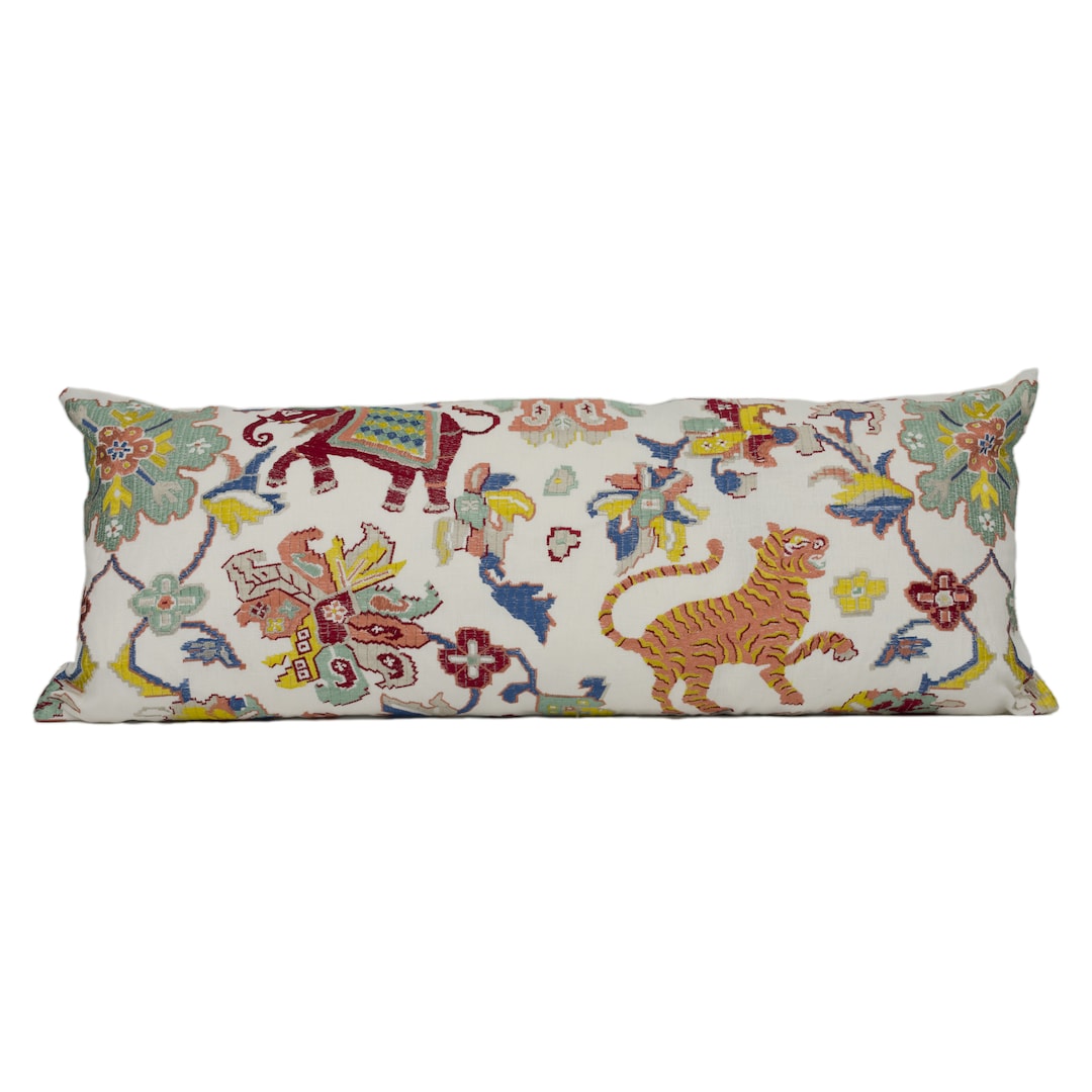 Jane Churchill - Animal Tapestry - Red / Teal - Elegant Embroidered ...