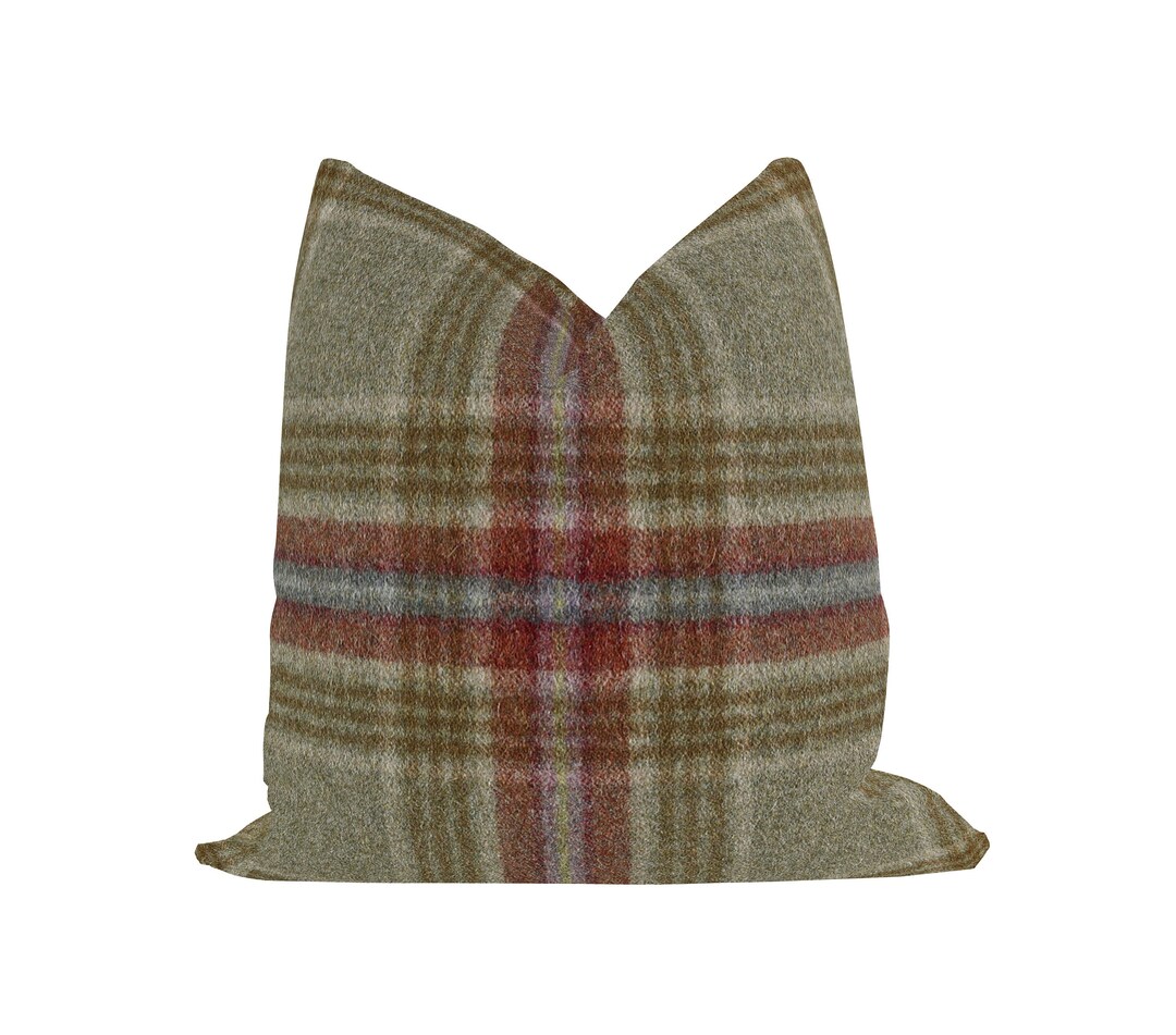 Abraham Moon Ingleton Agate 100% Pure New Wool Plaid Cushion Cover ...