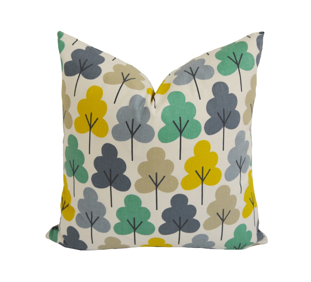 Scion - Setri - Jade / Denim / Glacier - Playful Geometric Tree Cushion ...