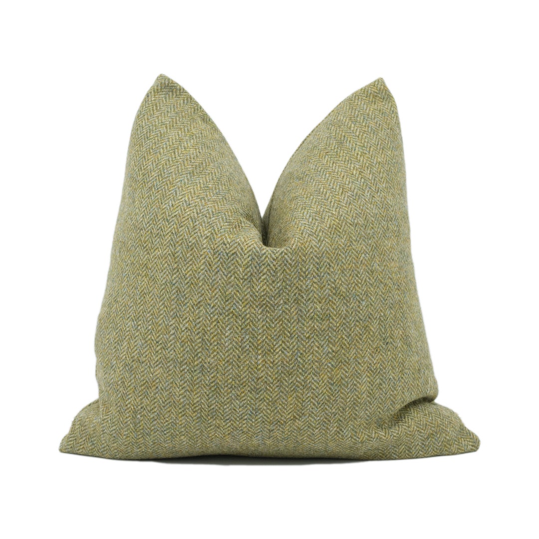 Abraham Moon - Herringbone - Olive - 100% Wool Cushion Cover - Designer ...