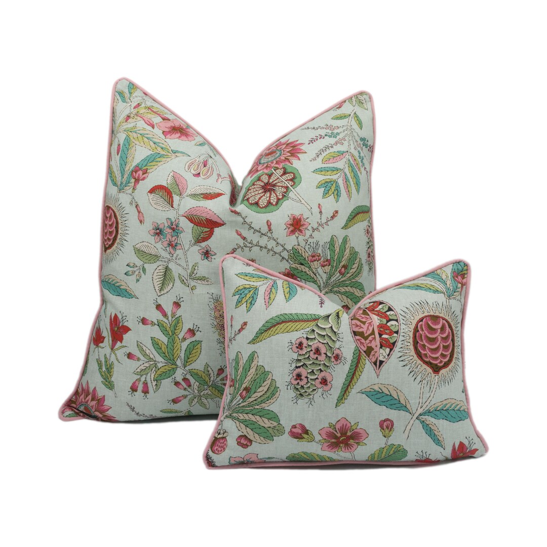 Schumacher Roca Redonda Mineral & Pink Bubblegum Floral Chic Designer ...