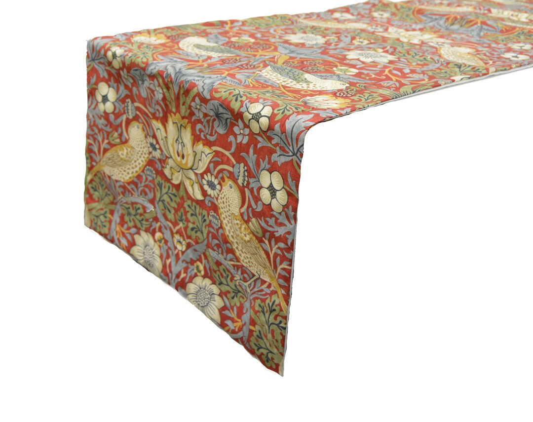William Morris - Strawberry Thief - Crimson / Slate - Table Runner - Etsy