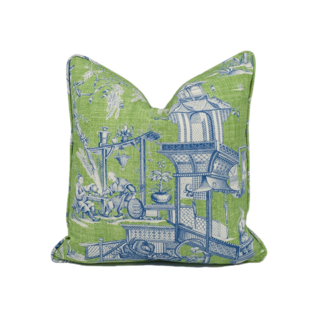 Thibaut - Cheng Toile - Green and Blue - Sophisticated Modern ...