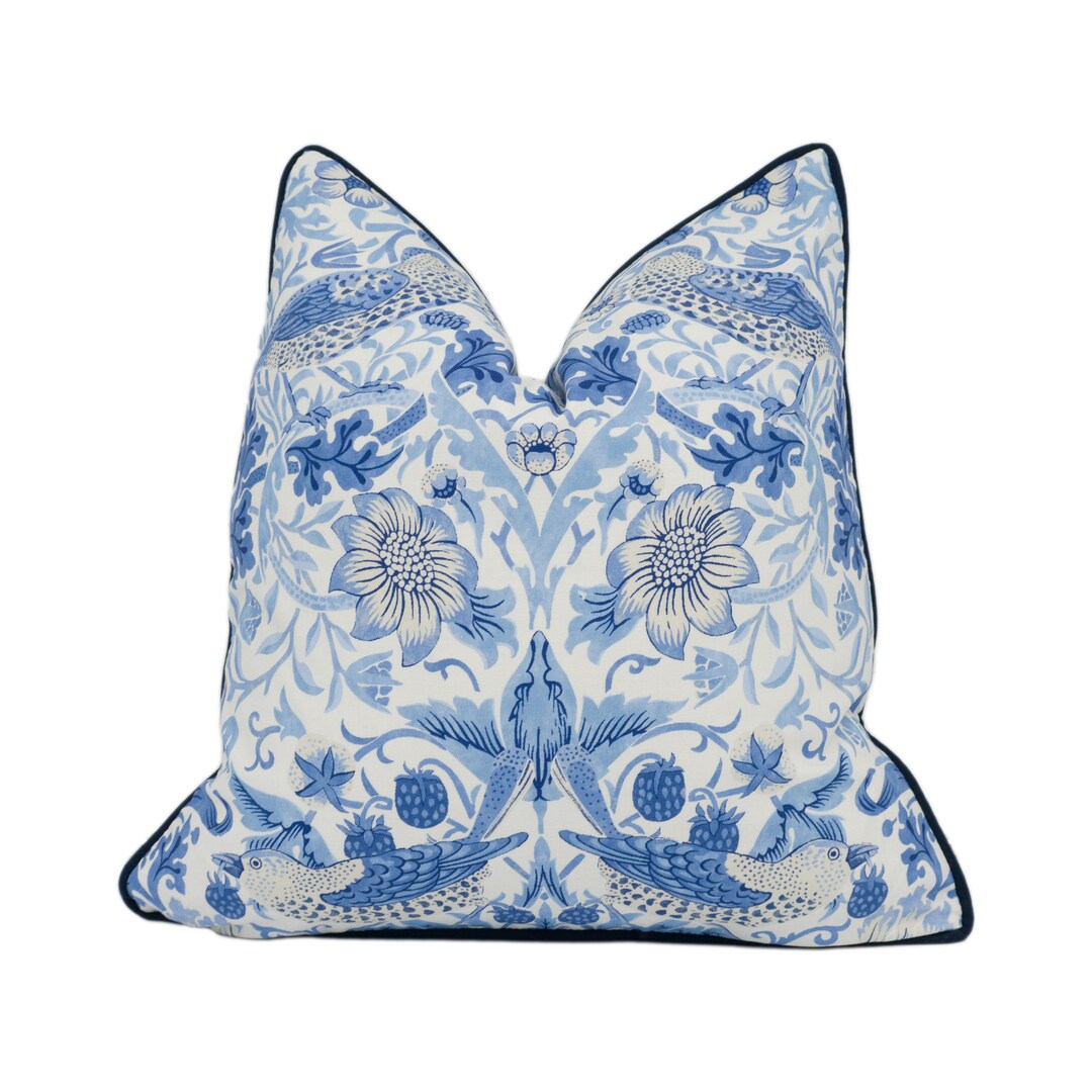 William Morris - Strawberry Thief - Woad - Iconic Cheeky English Bird ...