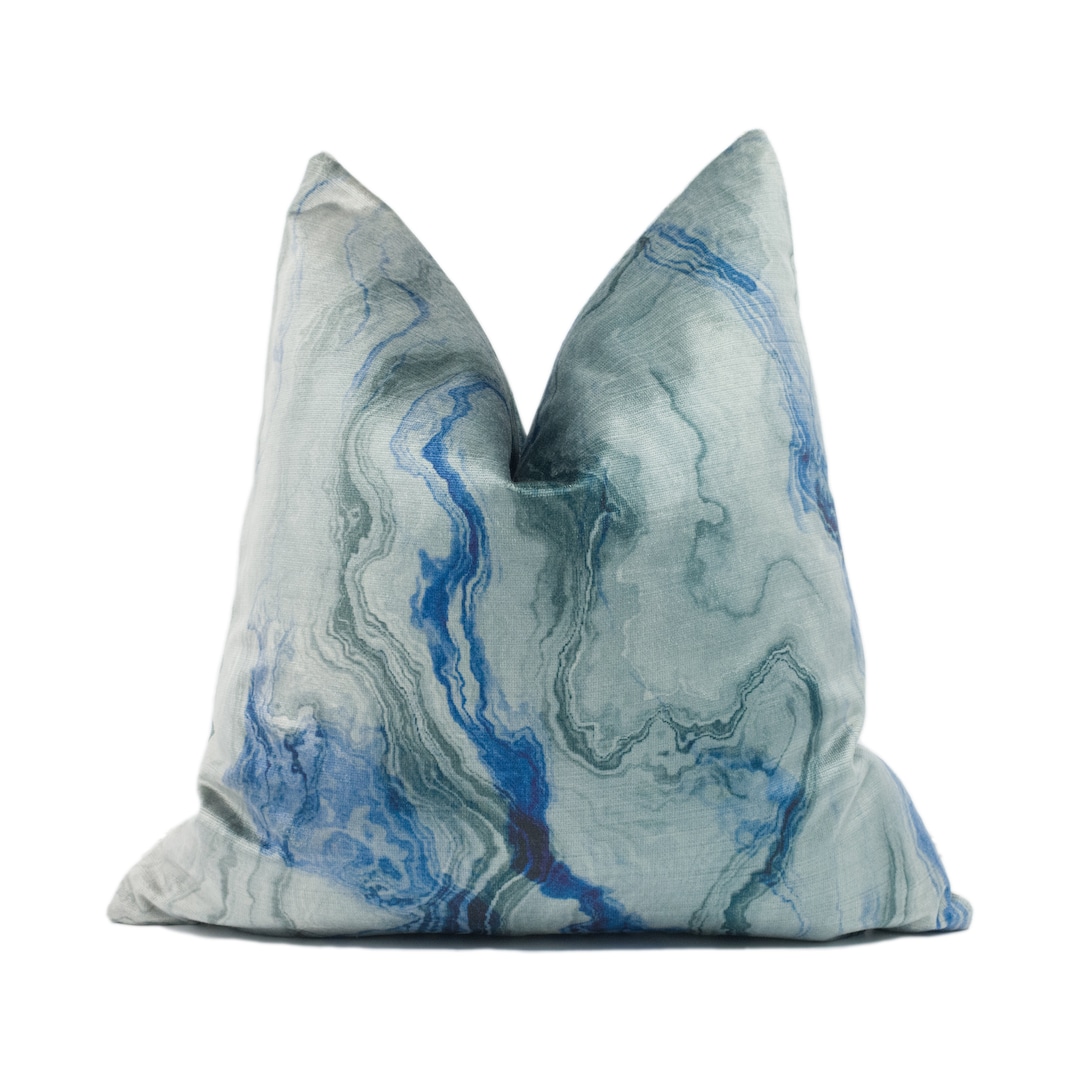 Swaffer - Marble - 04 FR - Luxury Modern Blue & Grey Marble Print ...