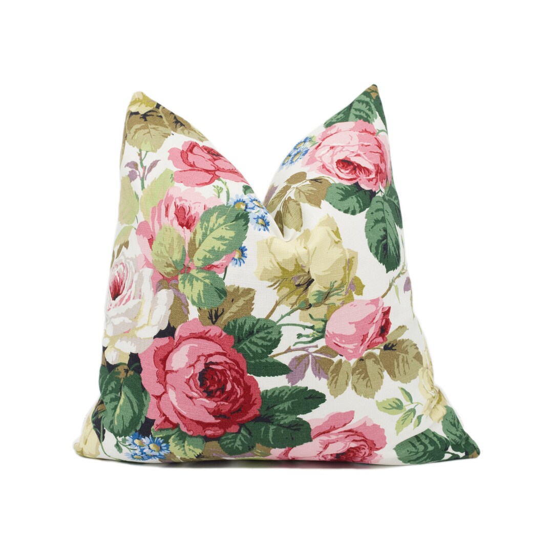 Sanderson - Chelsea - White / Pink - Classic Elegant Floral Cushion ...