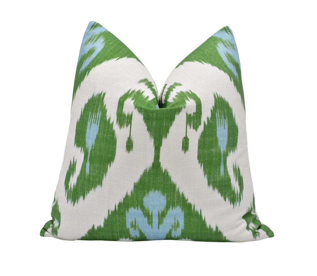 Thibaut - Indies Ikat - Green - Playful Ikat Designer Cushion Cover ...