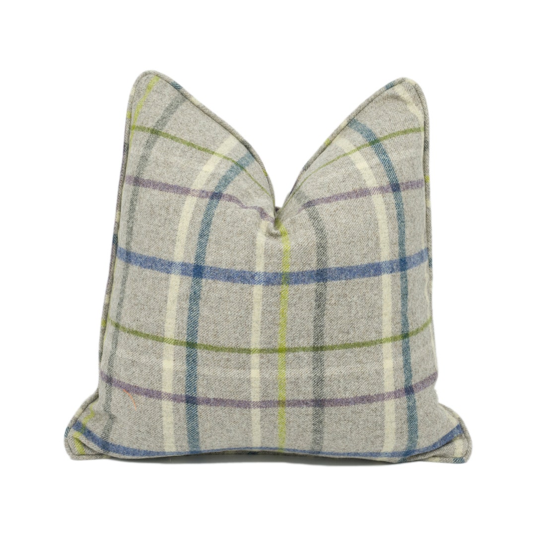 Abraham Moon - Multicheck - Mid Grey - 100% Wool Cushion Cover ...