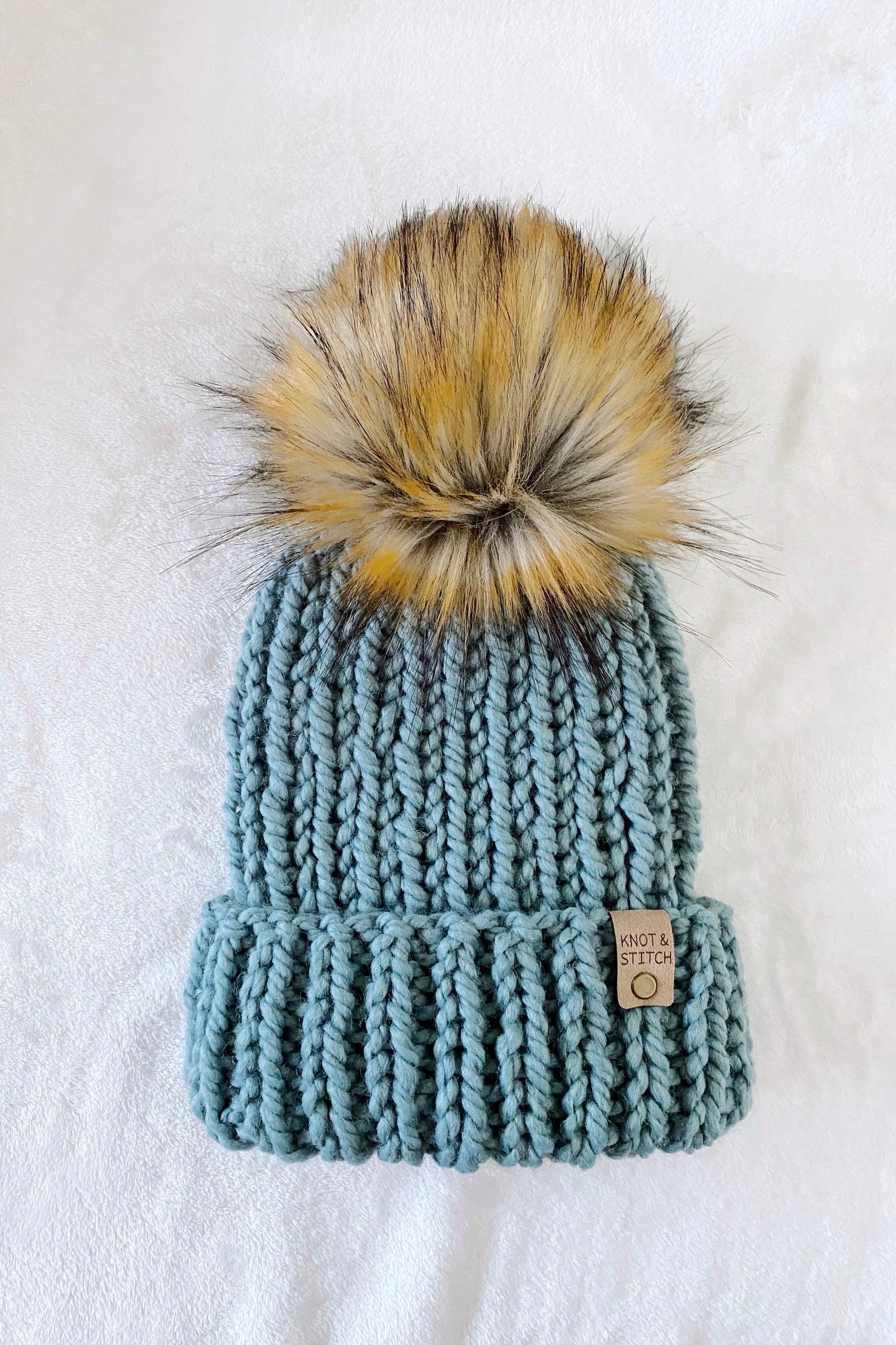The Dawson Beanie | Faux Fur Pom Pom | Adult Size | Knit Beanie — Knot ...