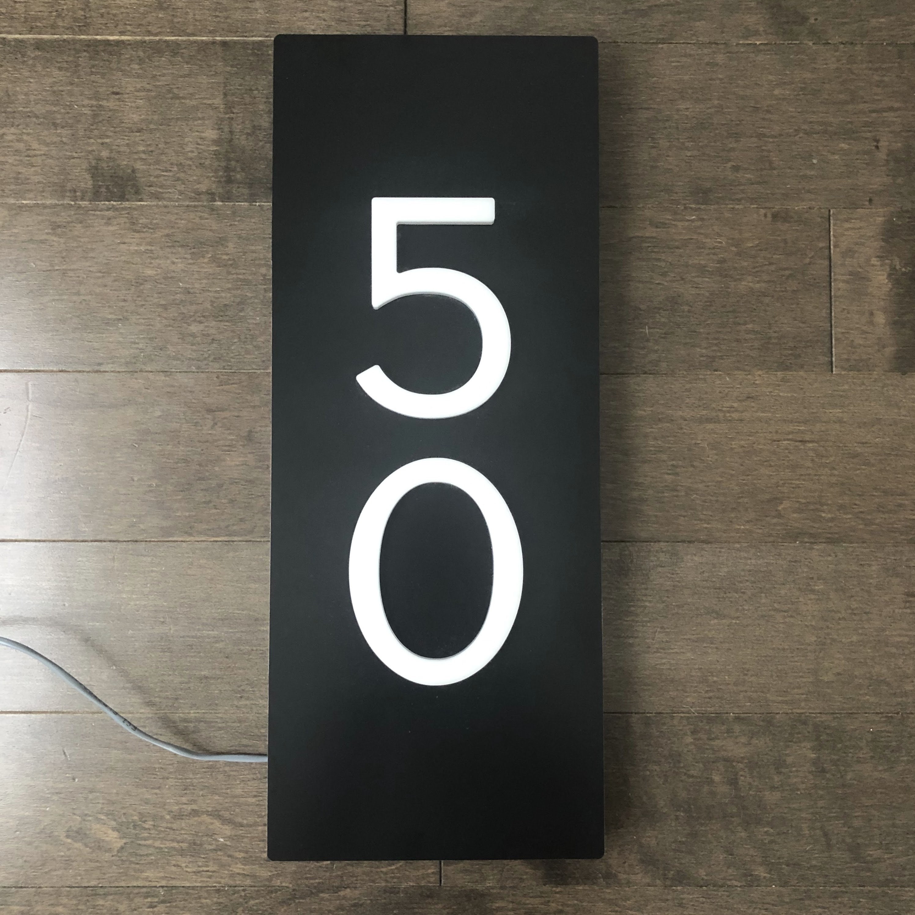Illuminated Custom Vertical LED Address Sign Plaque With 4" White ...