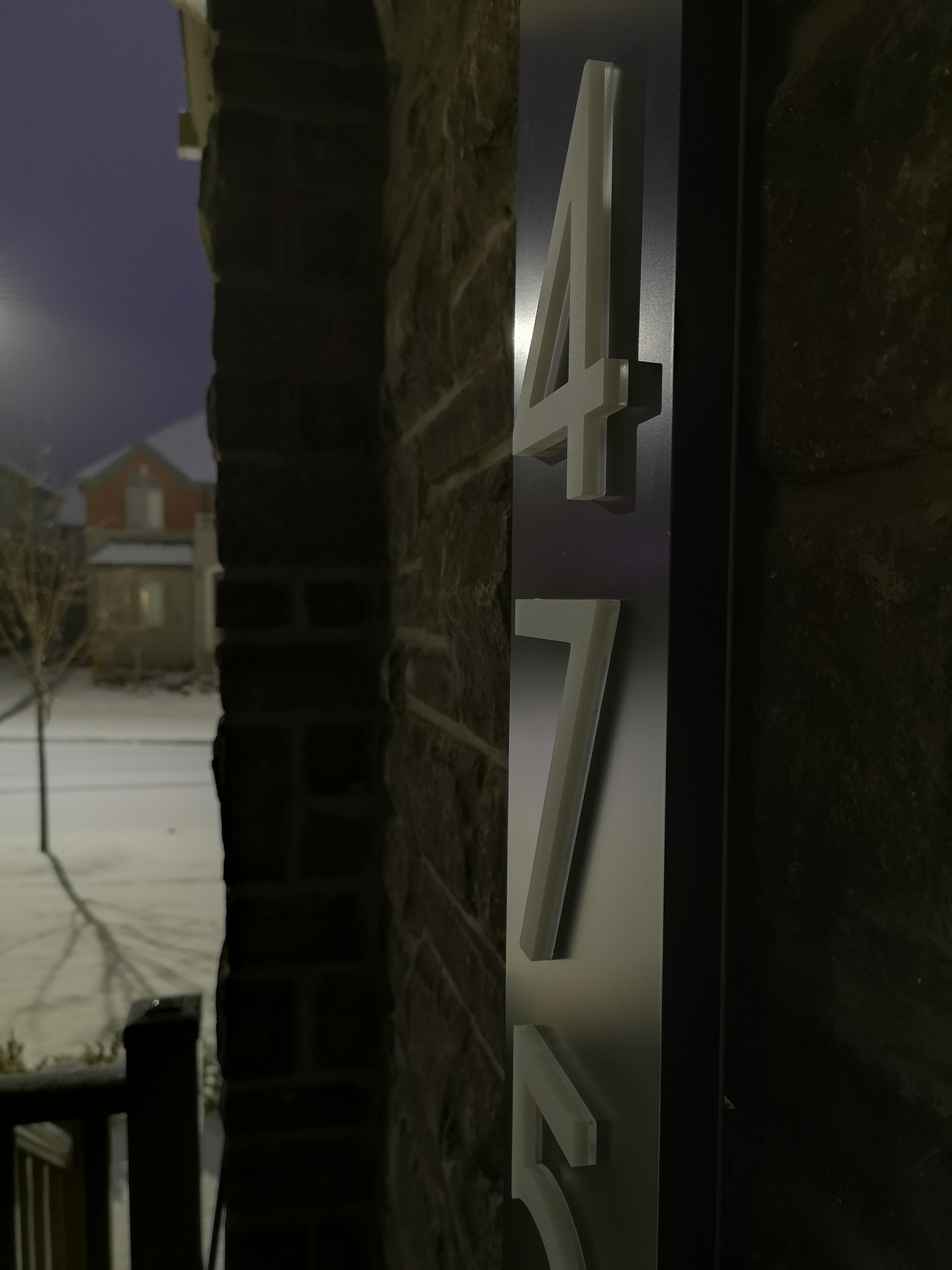 Bespoke LED House Number Sign - Solid Aluminum, Dark Bronze, Vertical ...