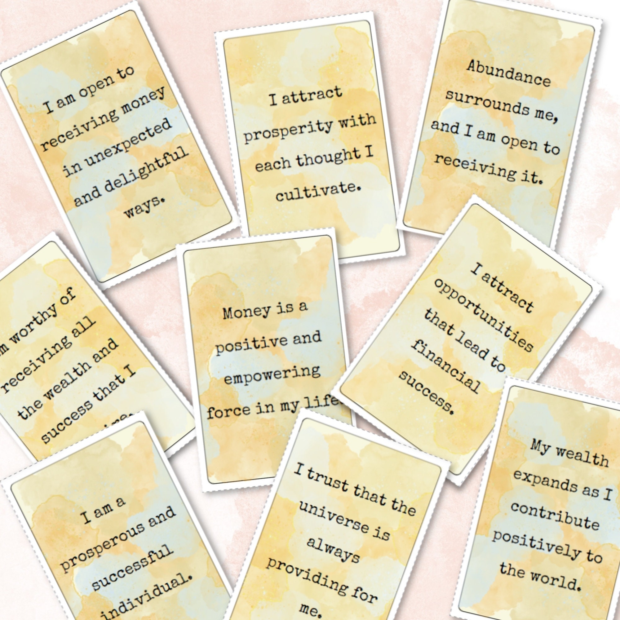 100 Affirmation Flashcards for Wealth and Abundance Printable PDF Canva ...
