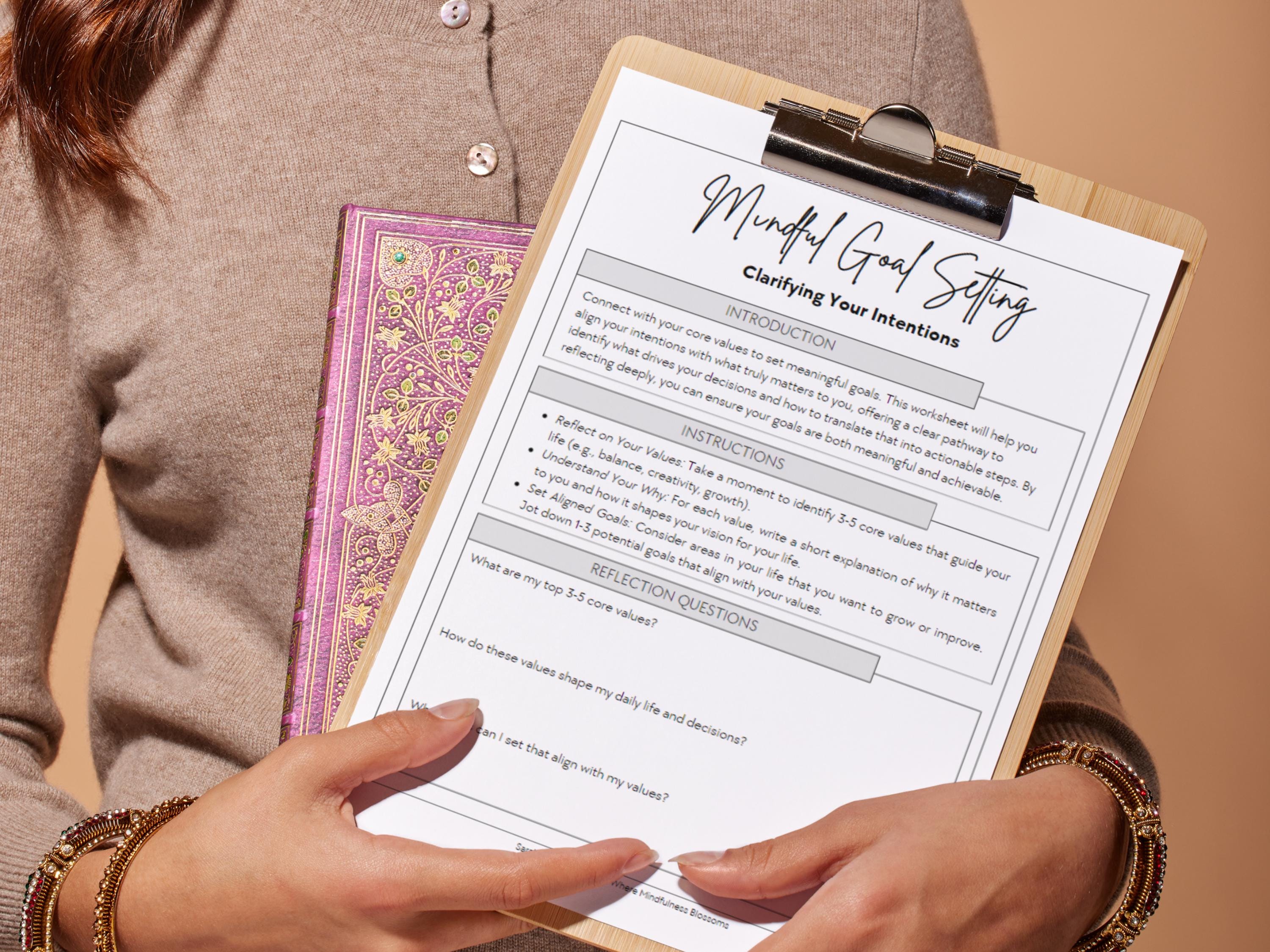 Mindful Goal Setting Worksheets | Printable PDF for Personal Growth ...