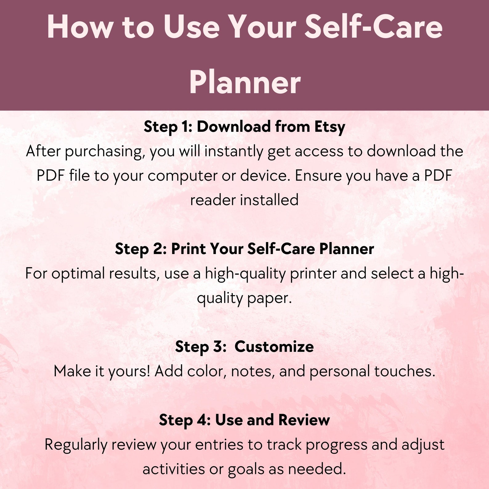 Self-care Planner | Printable PDF Undated Planner and Canva Template ...