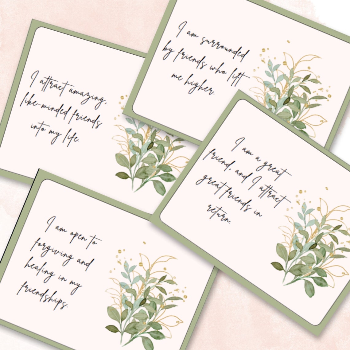 100 Affirmation Flashcards for Friendships Printable PDF Canva Template ...