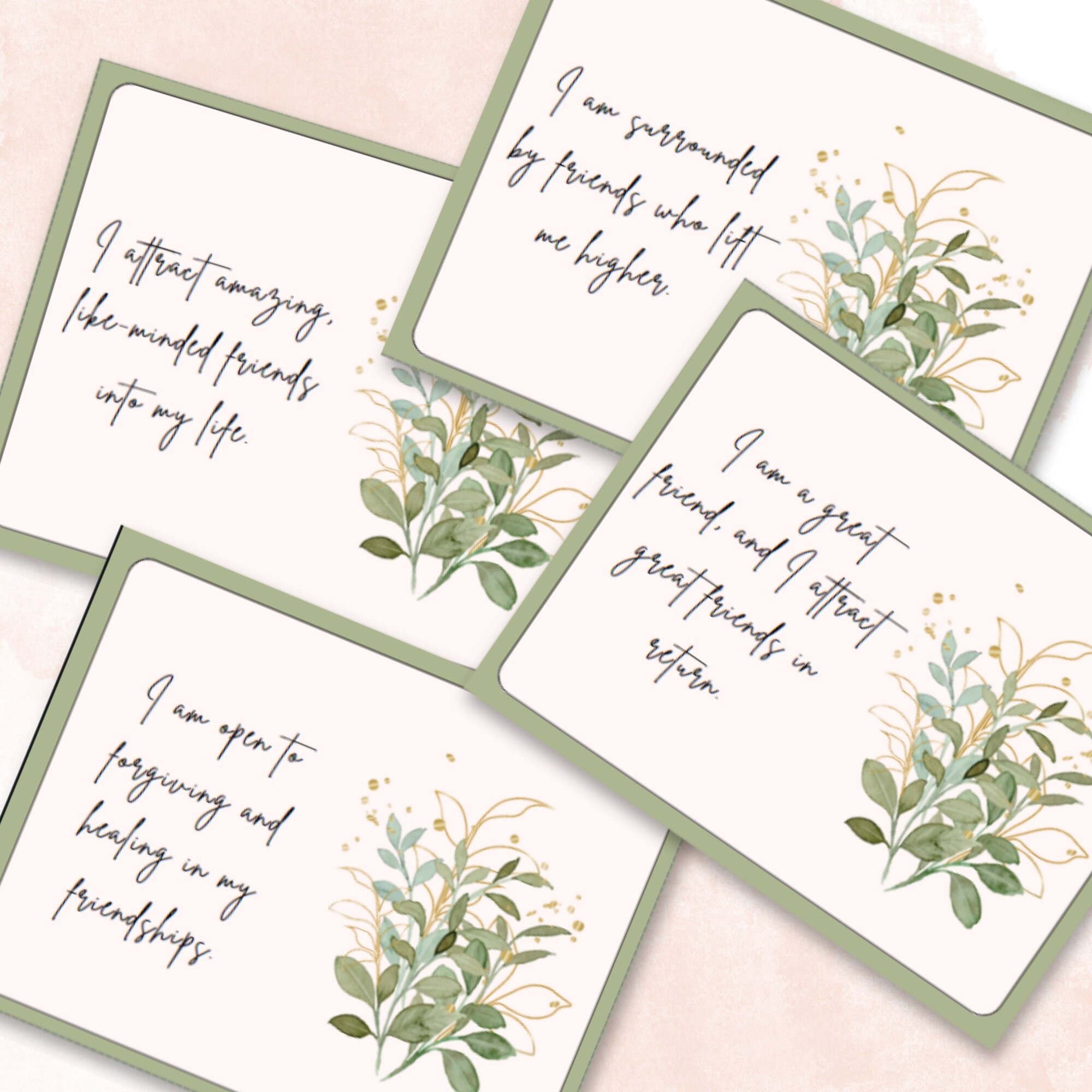 100 Affirmation Flashcards for Friendships Printable PDF Canva Template ...
