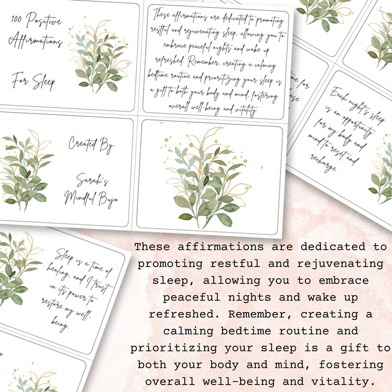 100 Affirmation Flashcards for Sleep | Printable PDF | Canva Template ...