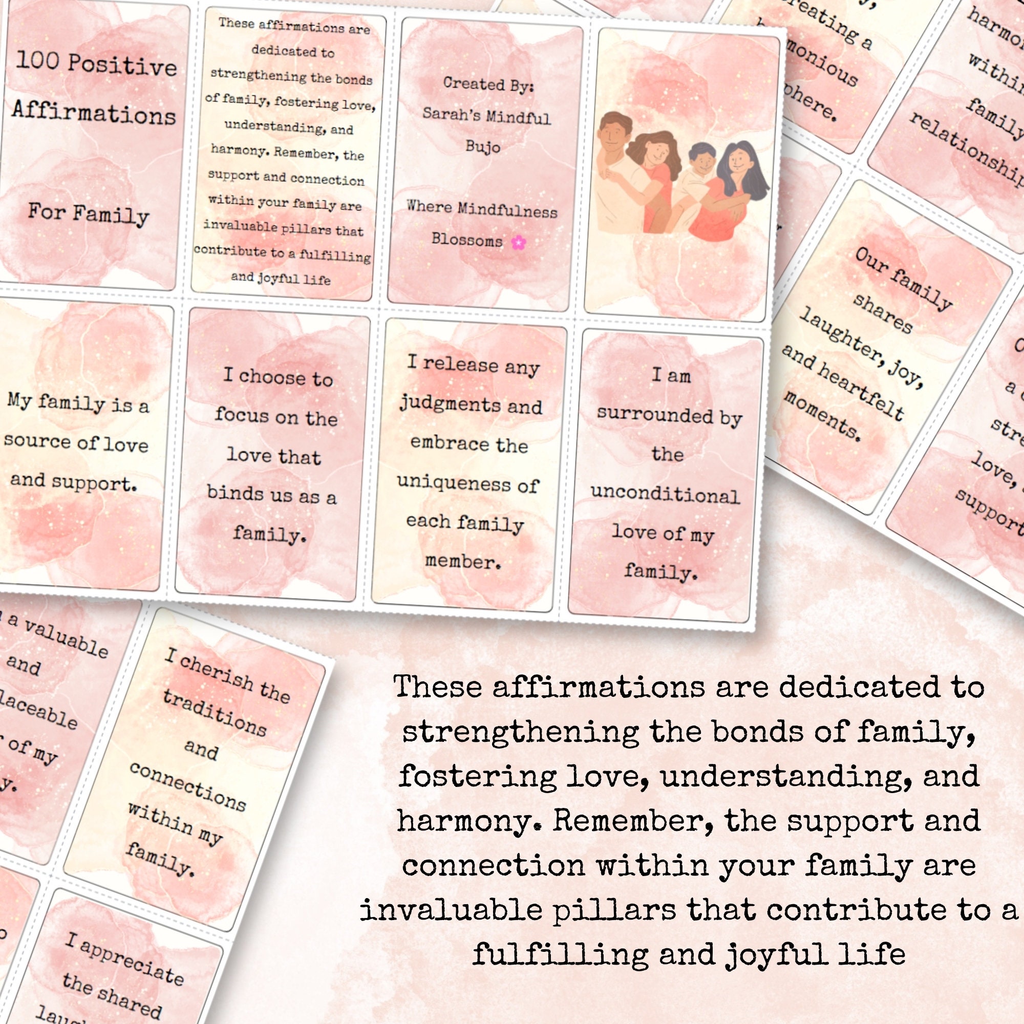 100 Affirmation Flashcards for Family Printable PDF Canva Template ...