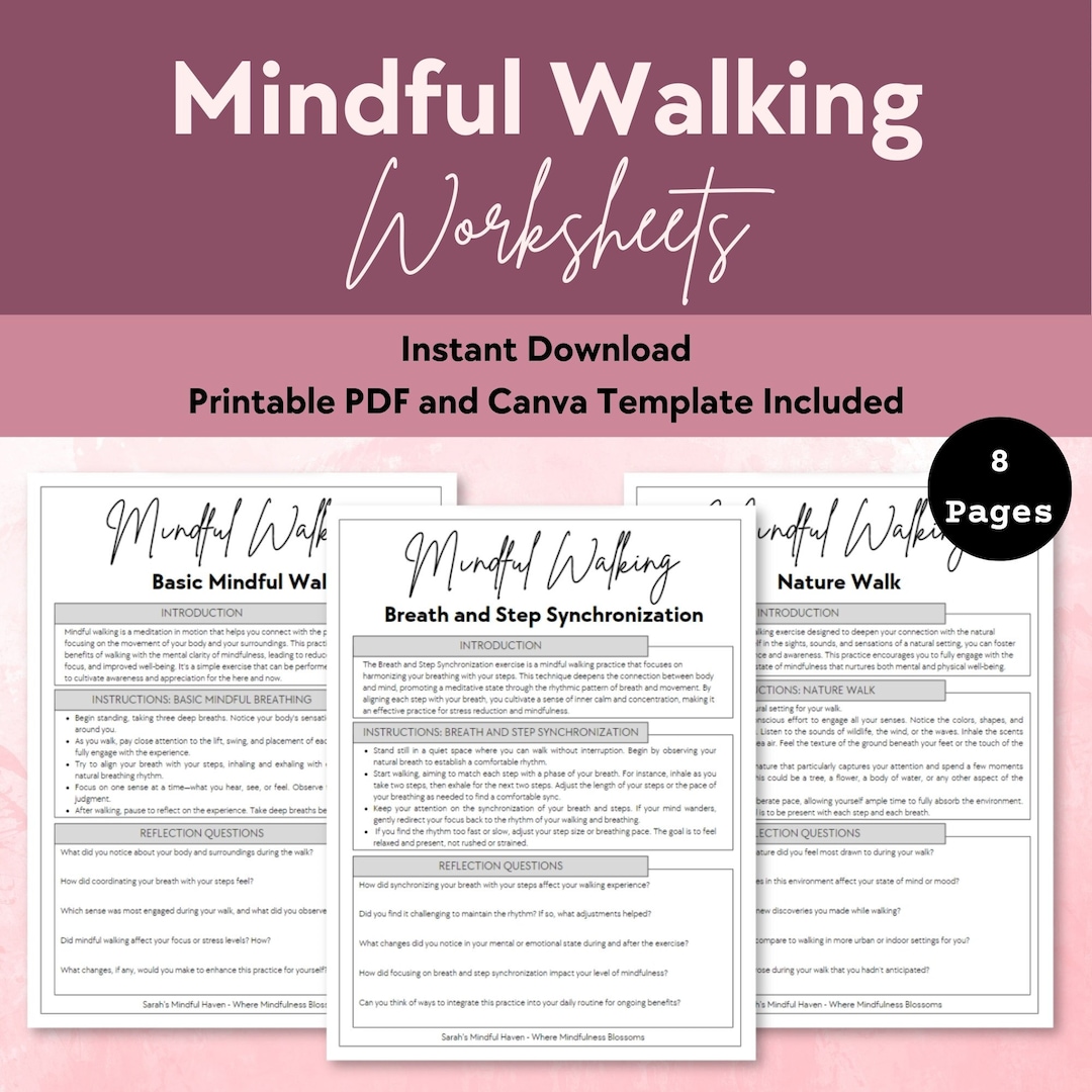 Mindful Walking Worksheets | Mindful Walking Exercises PDF Printable ...