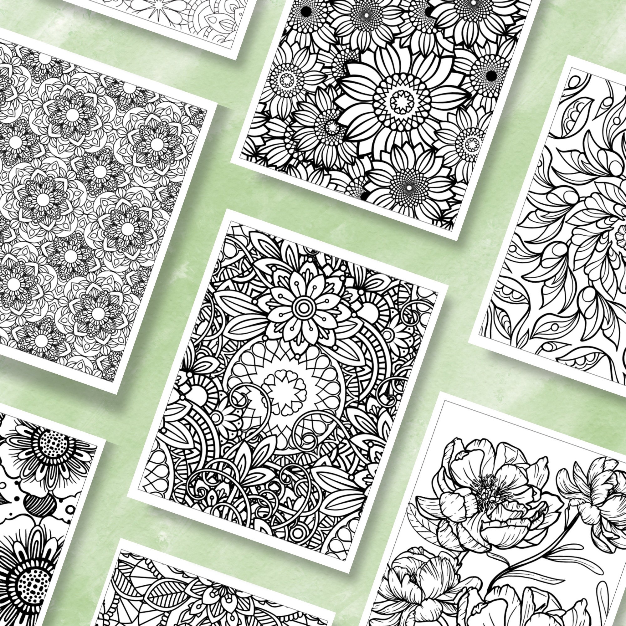 Mindful Coloring Pages: Serenity Blooms Printable PDF Adult Coloring ...